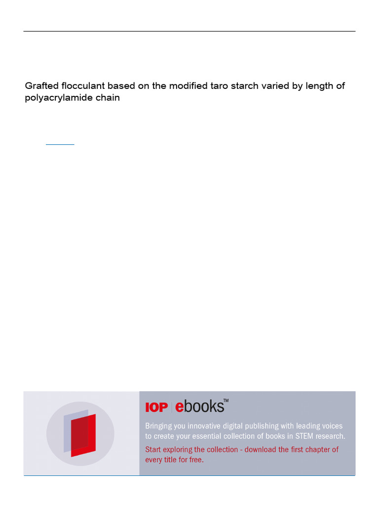 Grafted Flocculant from Modified Taro Starch | PDF | Chemistry ...