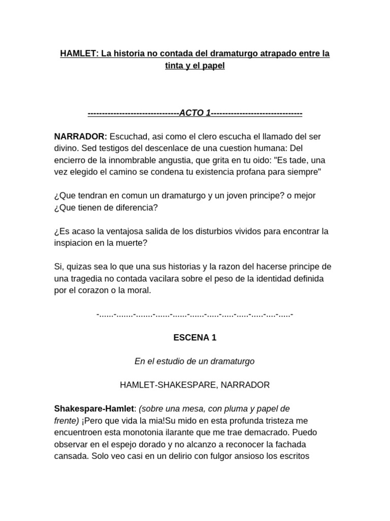 Hamlet: El Dramaturgo y el Príncipe | PDF | Aldea