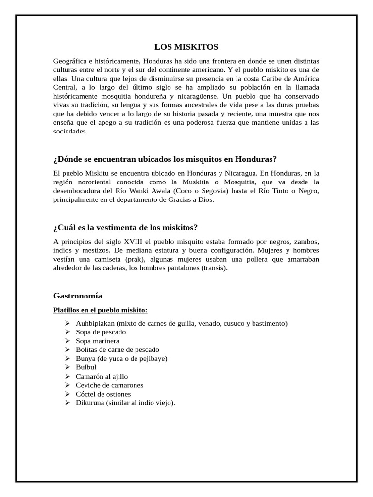 LOS MISKITOS. Informacion. | PDF | Religión y espiritualidad