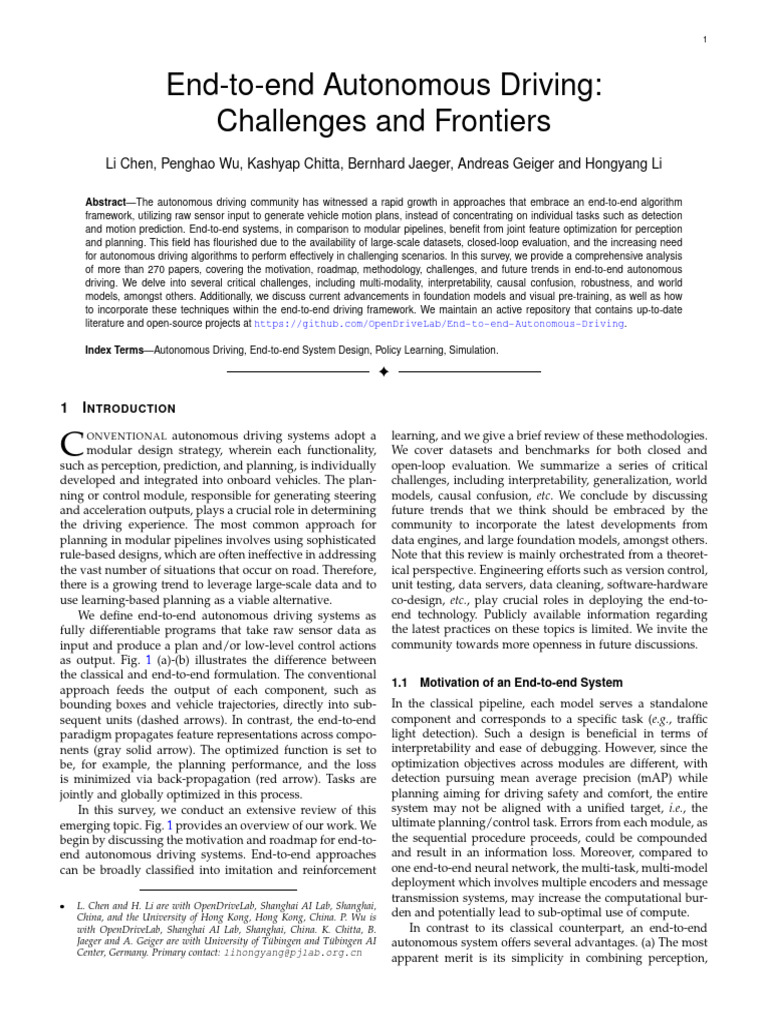 End-To-End Autonomous Driving: Challenges and Frontiers | PDF | Simulation