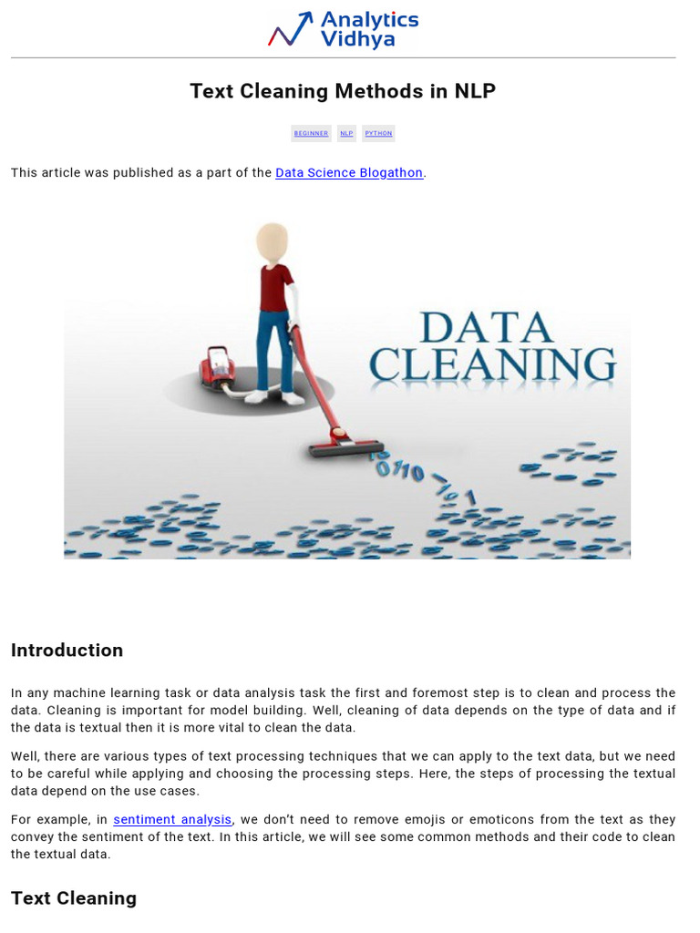 Text Cleaning Methods in NLP | PDF | Computing | Human Communication