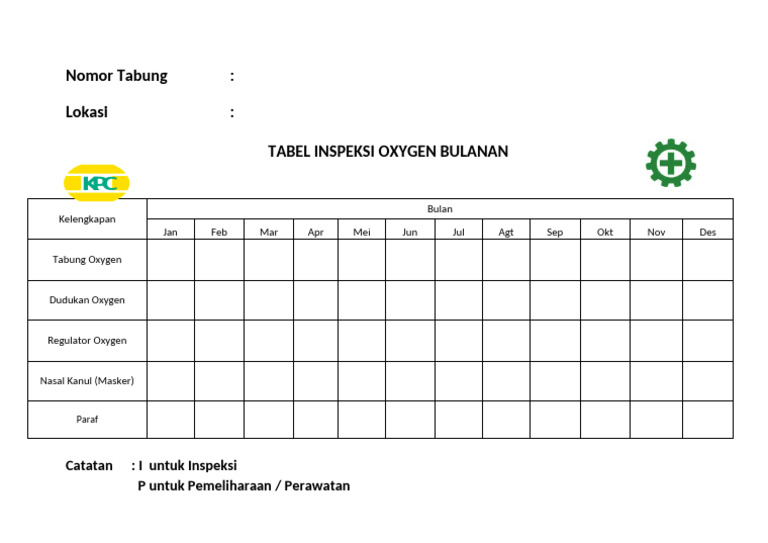 Form Inspeksi Oxygen | PDF