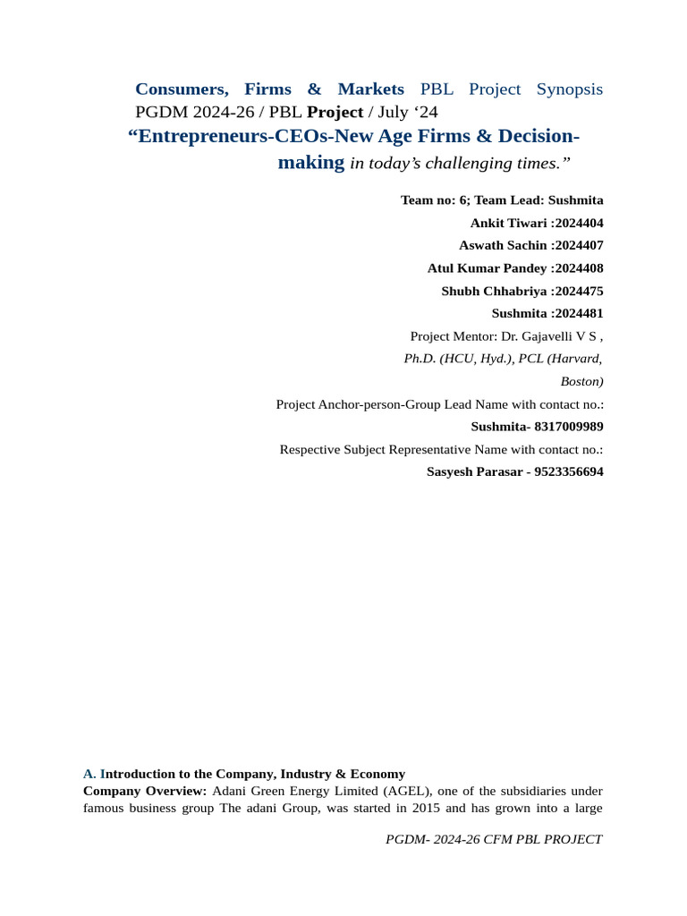 Adani Green Energy Limited - Sushmita | PDF | Renewable Energy | Macroeconomics