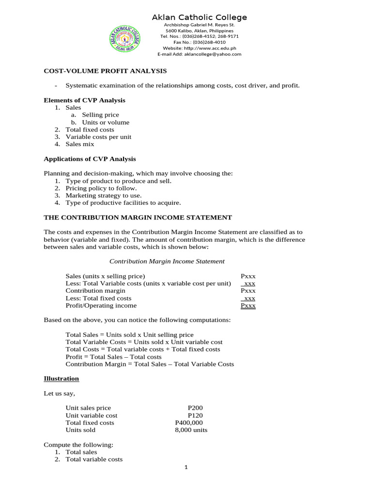 Lecture On Bus Math 3 - CVP Analysis | PDF | Economies | Economics