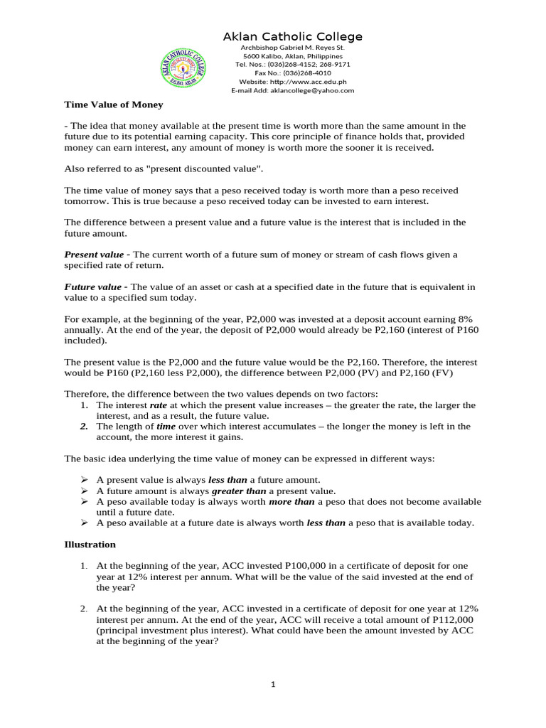 Activity - SPEC 1 - TVM Part 1 - PV and FV of 1 | PDF | Compound Interest | Present Value