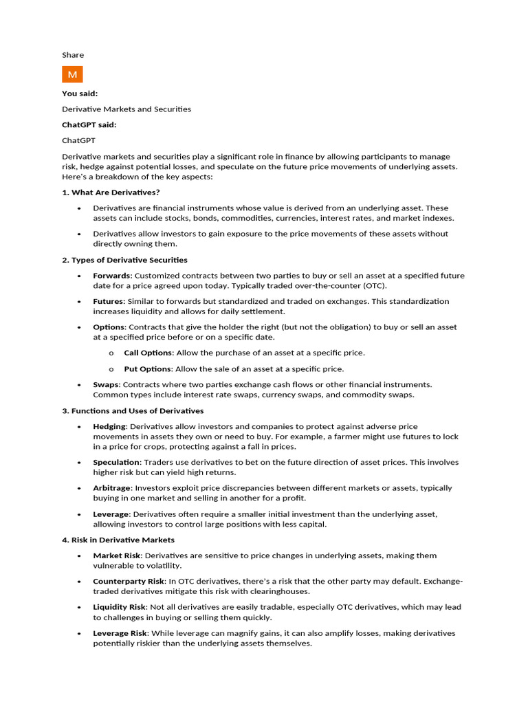 Derivatives Report | PDF | Derivative (Finance) | Futures Contract