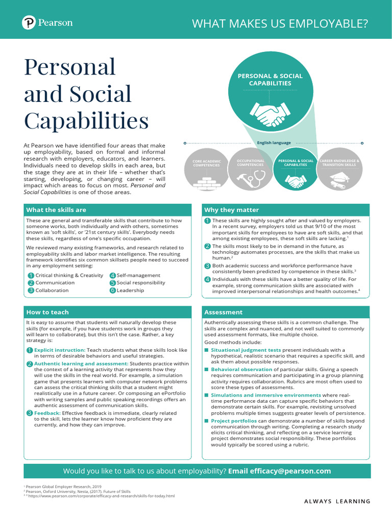 Personal and Social Capabilities (Pearson) | PDF | Educational ...