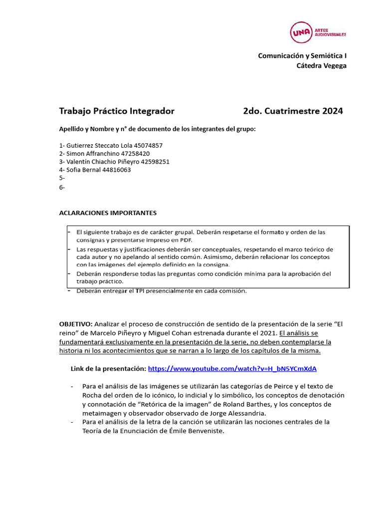 TP Integrador - Comunicación y Semiótica 1, Segundo Cuatrimestre de 2024-1 | PDF | Universo