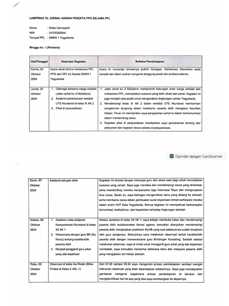 Contoh Jurnal Harian | PDF