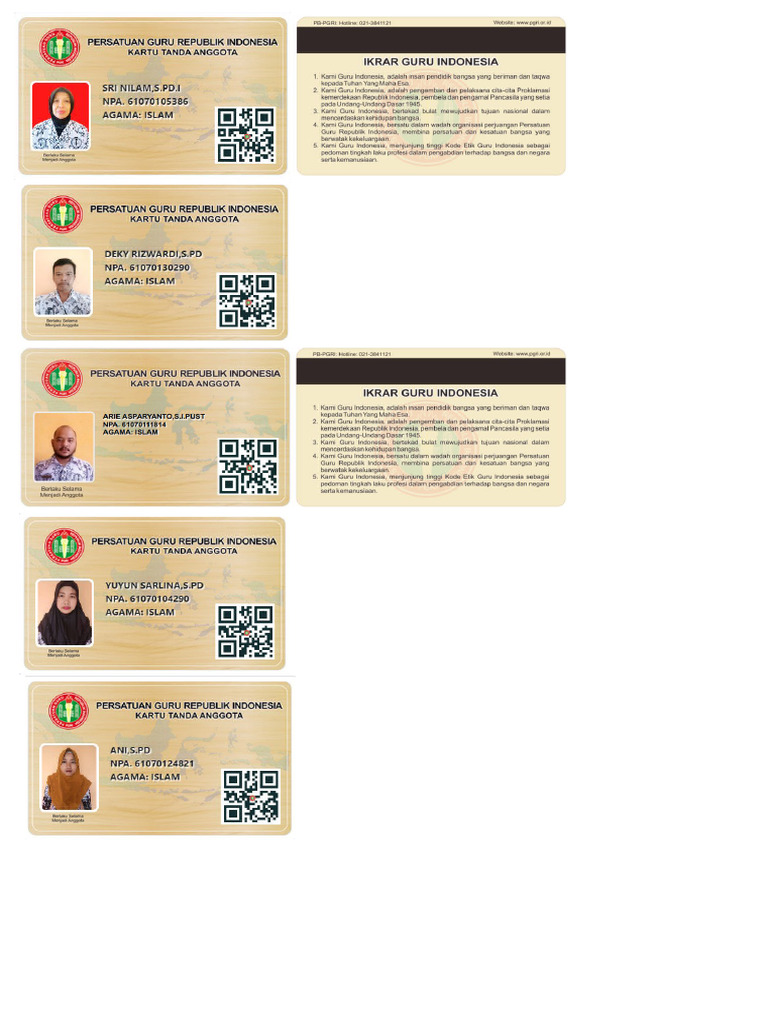 Kartu Pgri Edit SDN 14 Seluas | PDF