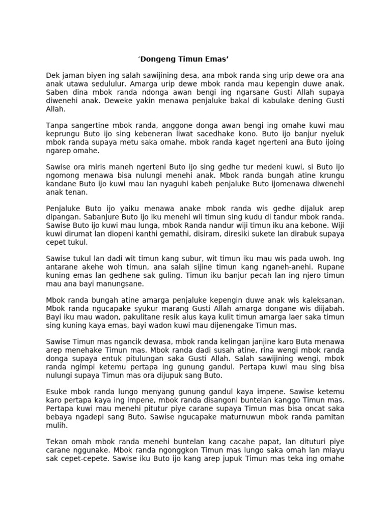 Dongeng Timun Emas | PDF