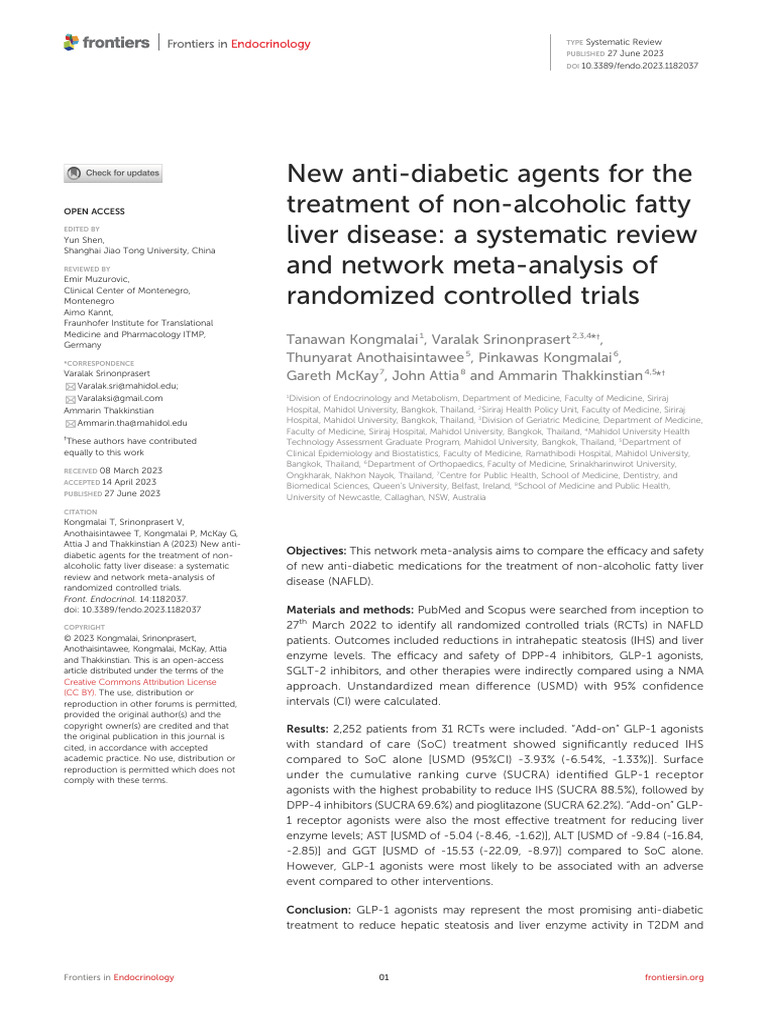New Anti-Diabetic Agents For The Treatment of Non | PDF | Randomized ...