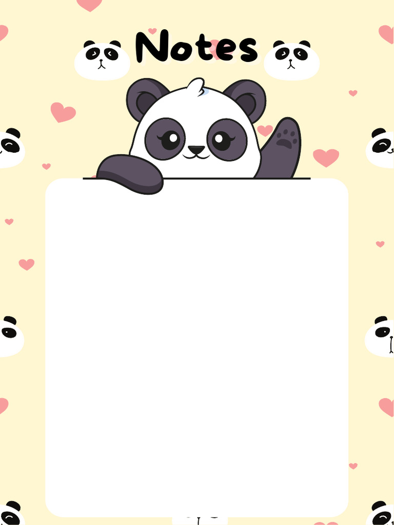 Cream Minimalist Panda Notes Document A4 | PDF