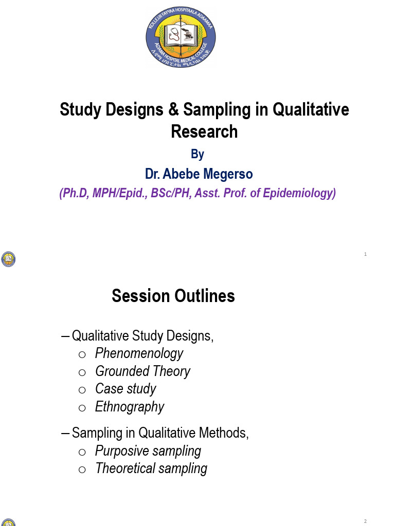Study Designs in Qualitative Research Methods | PDF | Experience ...