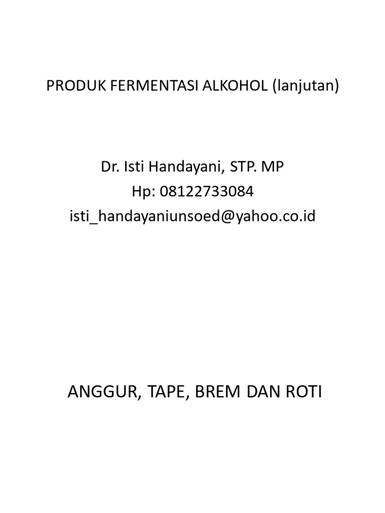 Produk Ferm Alkohol Anggur, Tape, Brem Dan Roti | PDF | Kesehatan Holistik