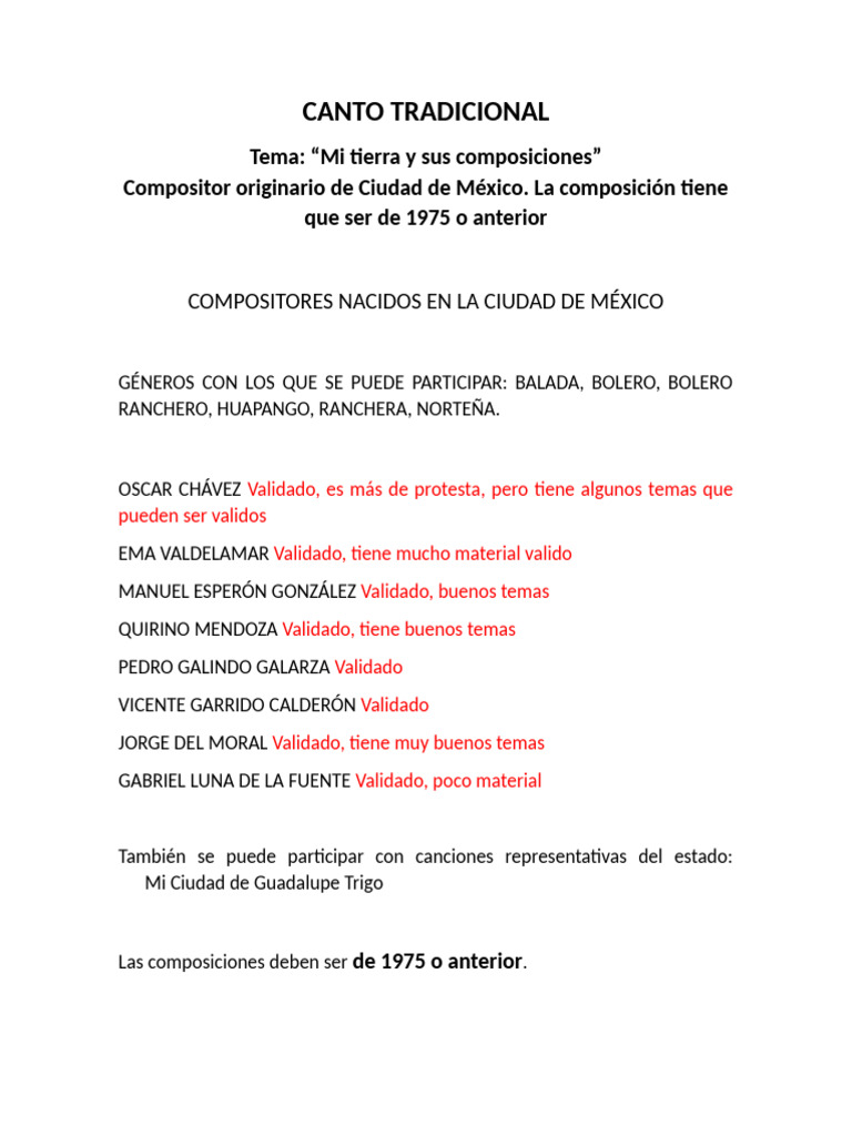 Compositores Tradicionales de México | PDF | Arte