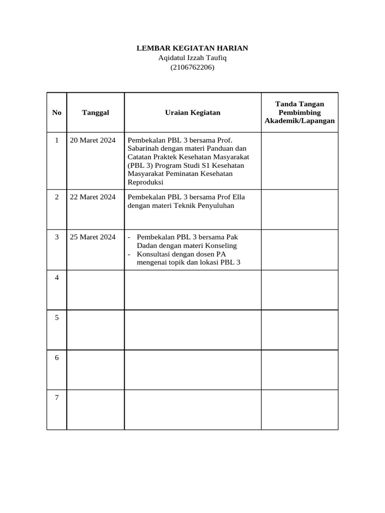 Logbook PBL 3 - Draft | PDF | Karier & Perkembangan