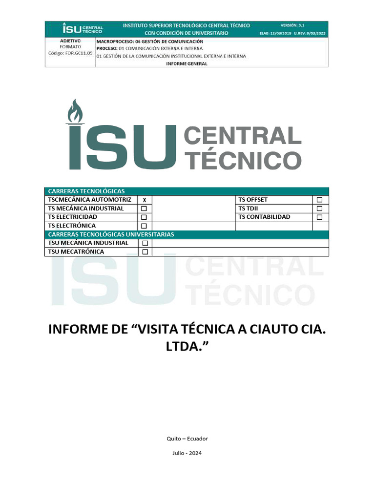Informe de Visita a CIAUTO | PDF | Innovación | Soldadura