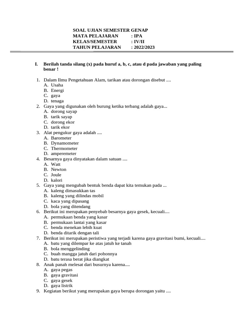 Soal Ipa Kelas Iv | PDF