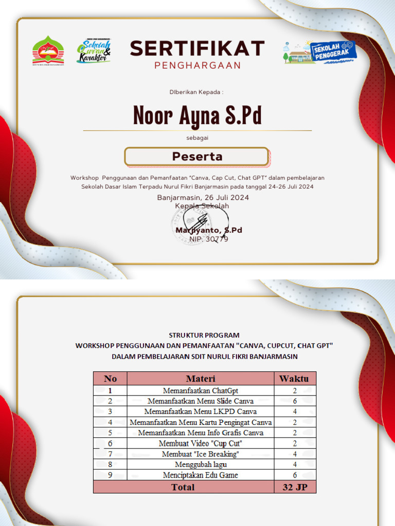 (Bulk 1) Merah Putih Elegan Modern Sertifikat Penghargaan Juara Lomba | PDF