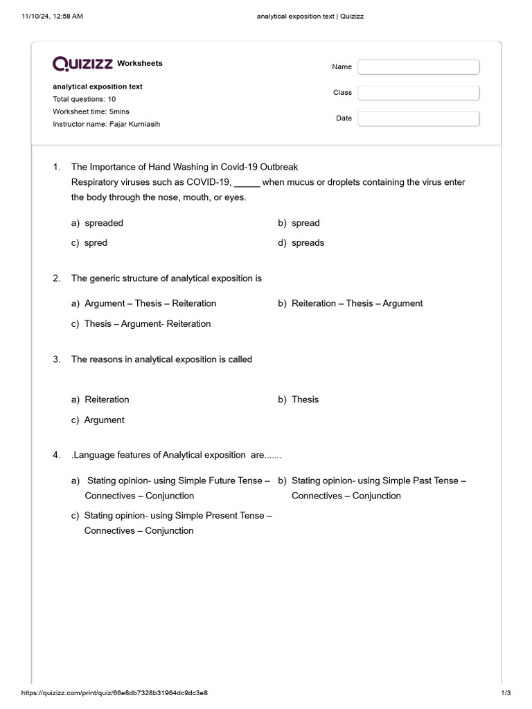 Analytical Exposition Text Worksheet | PDF | Climate Change ...