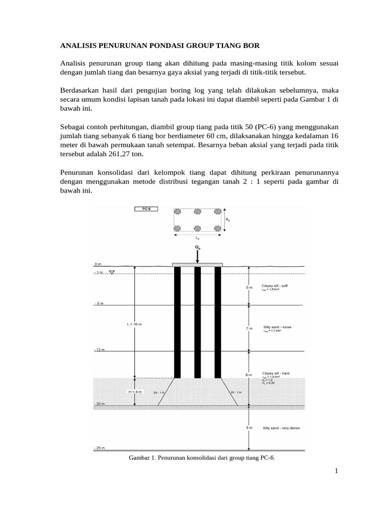 Penurunan Pondasi Group Tiang Bor New Seaworld (+kolam) | PDF