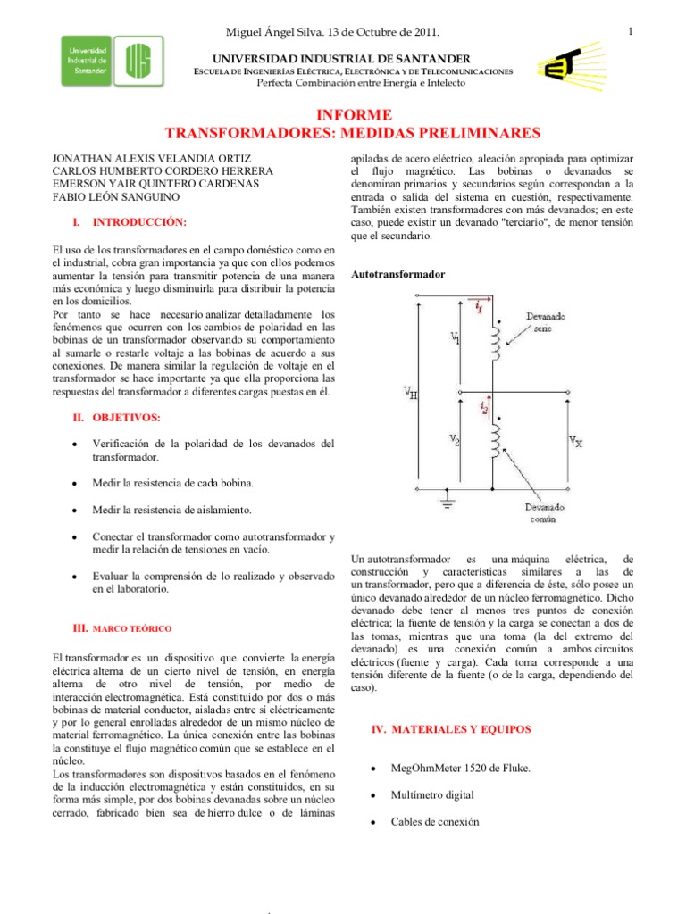 Informe - Practica - 1 Transformadores | PDF | Transformador | Inductor