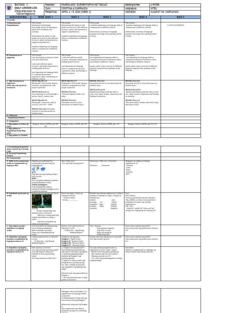 DLL MTB 4TH Week1 | PDF
