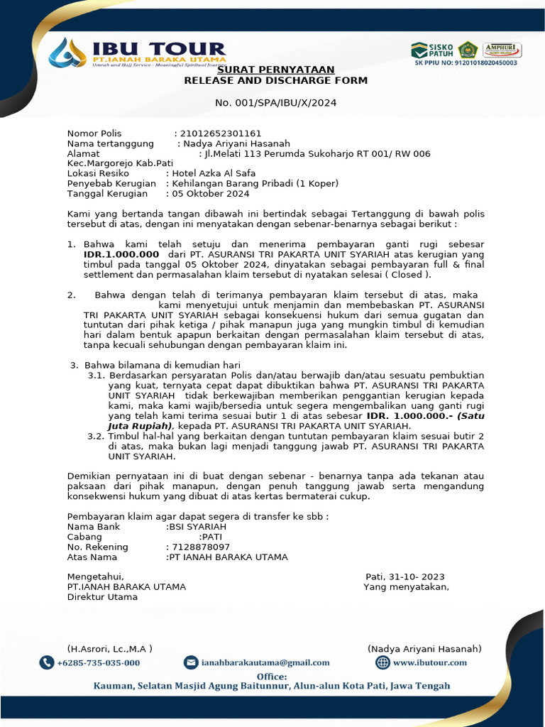 Contoh Lembar Lod Tripa | PDF | Pengelolaan Keuangan & Uang | Politik