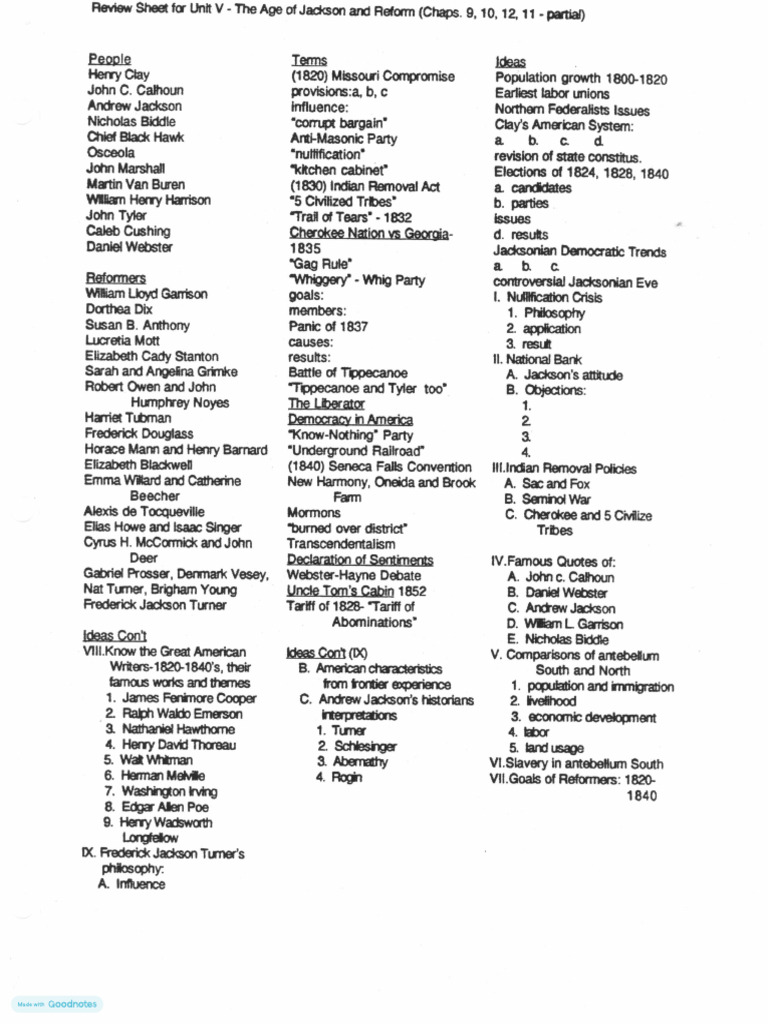 Jackson Unit Study Guide | PDF