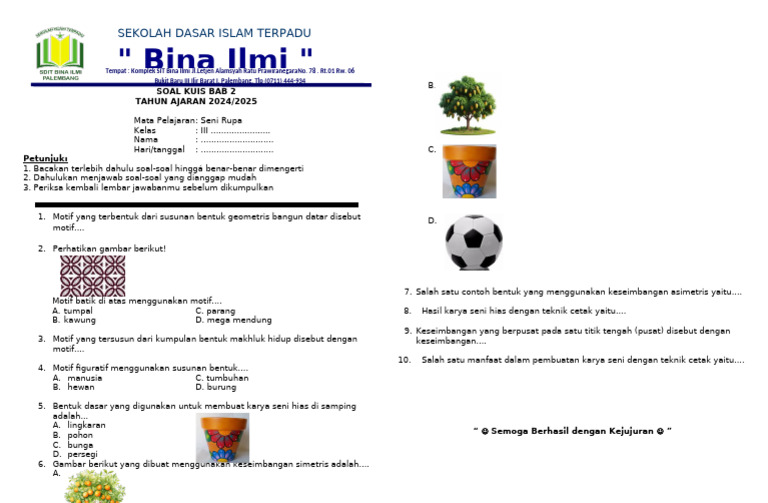 Soal Kuis Seni Bab 2 | PDF