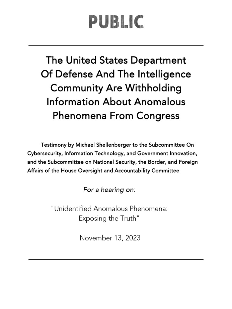 Michael Shellenberger's 214-Page Written UAP Testimony | PDF ...