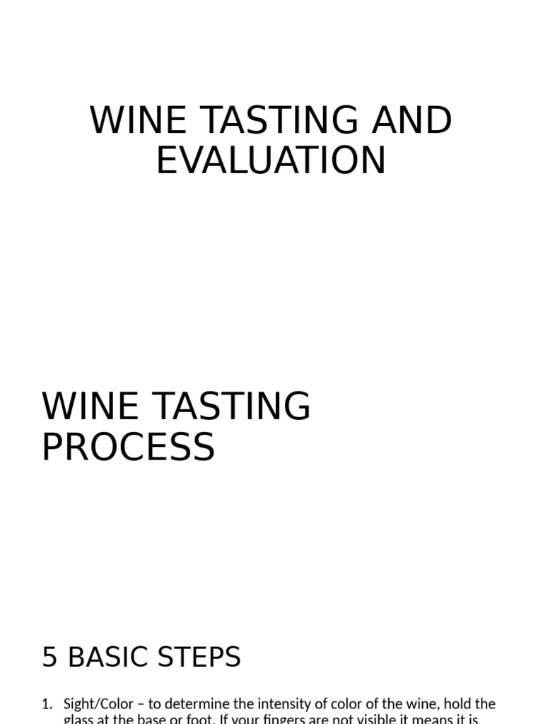 Wine Tasting and Evaluation | PDF
