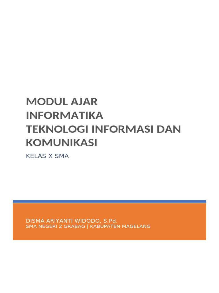 Modul Ajar Informatika 2 - Teknologi Informasi Dan Komputer | PDF | Karier & Perkembangan | Seni