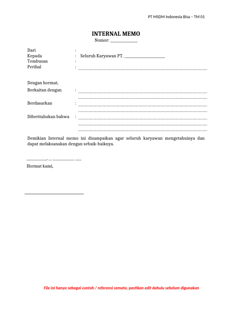 Memo Internal untuk Karyawan | PDF | Karier & Perkembangan