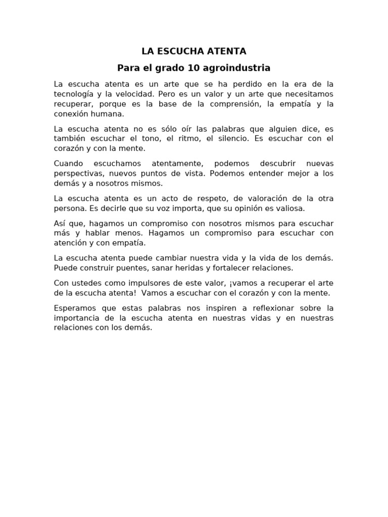 La Escucha Atenta | PDF