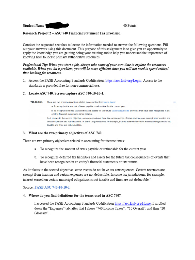 ASC 740 Financial Statement Tax Provision | PDF | Taxes | Deferred Tax