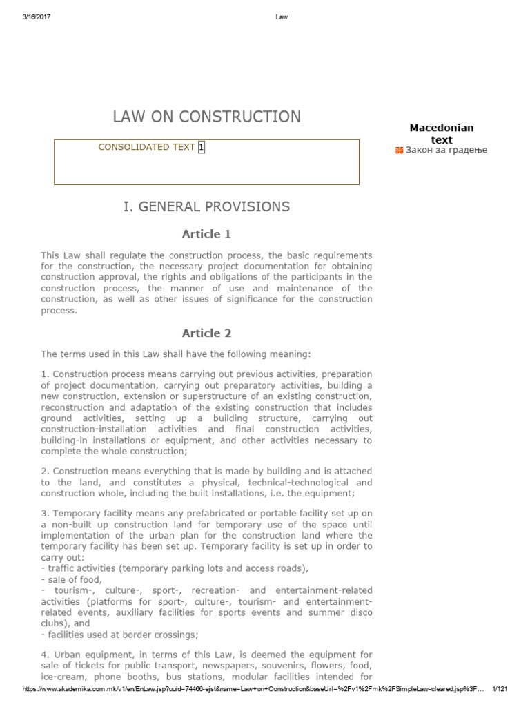Law On Construction ENG. | PDF | Audit | Academic Degree