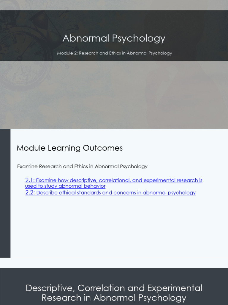 M2 - Research and Ethics in Abnormal Psychology | PDF | Scientific ...