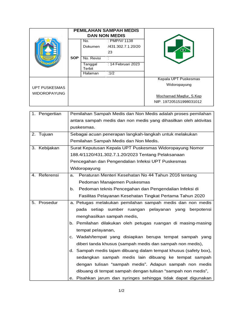 Sop Pemilahan Sampah | PDF