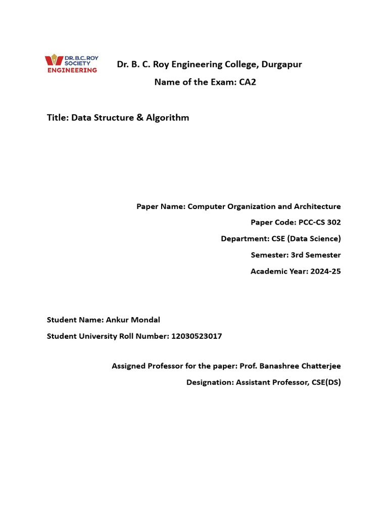 Ankur Mondal | PDF | Pointer (Computer Programming) | Algorithms And Data Structures