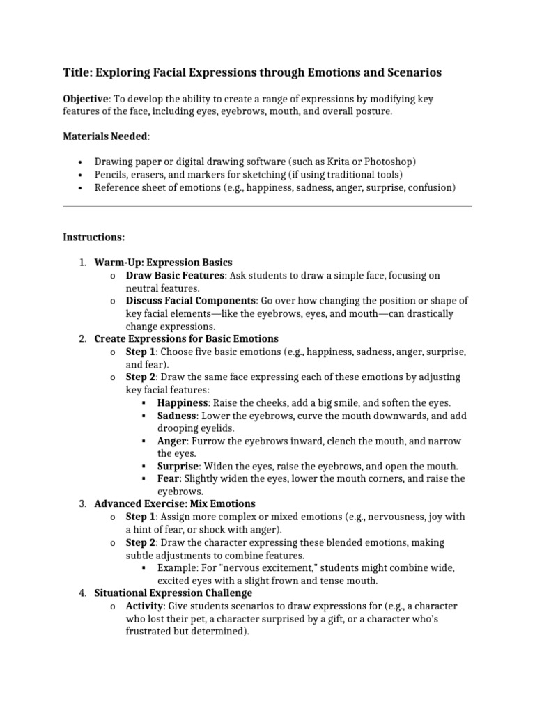 activity in exploring facial expression | PDF | Emotions | Facial ...