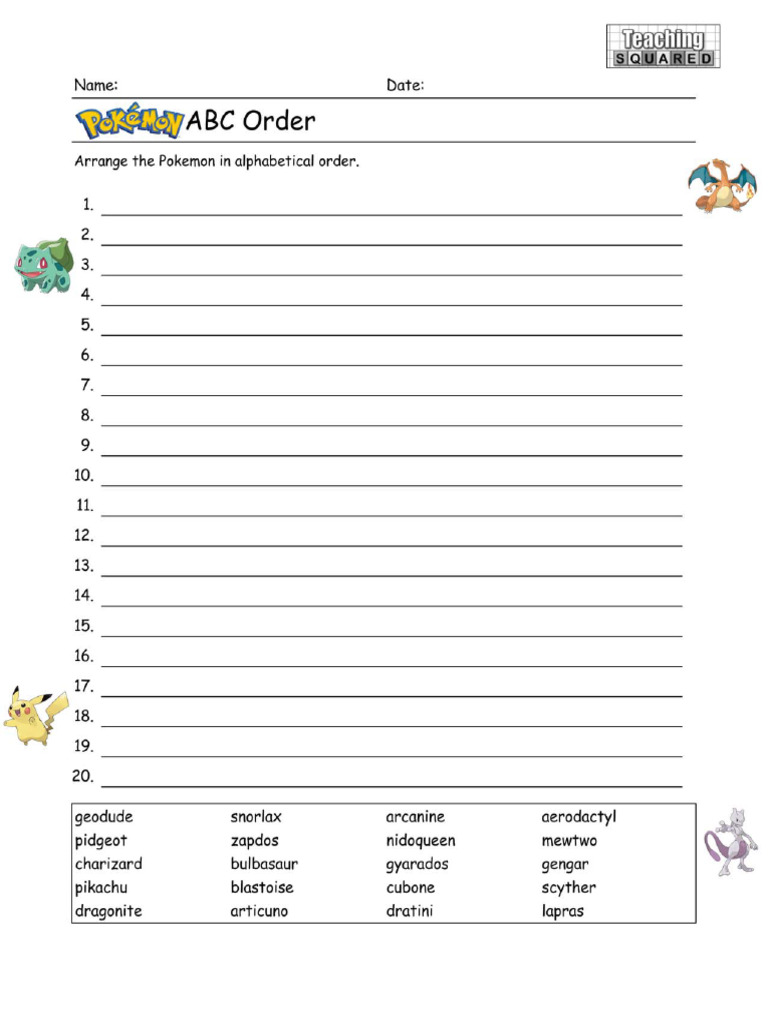Pokemon Alphabetical Order | PDF