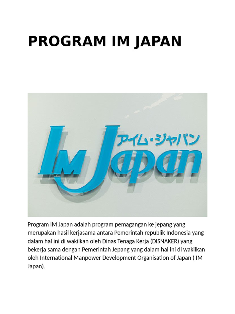 Program Im Japan | PDF | Karier & Perkembangan