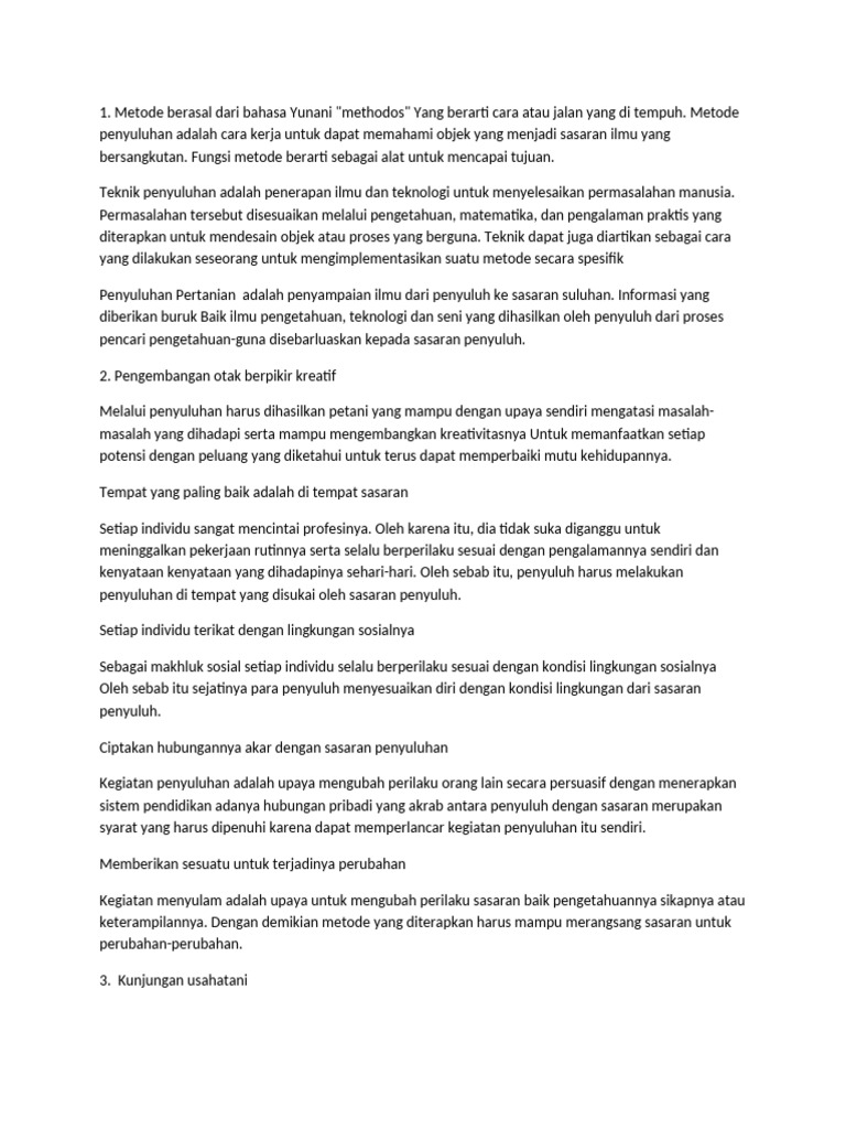 Metode Dan Teknik Penyuluhan Pertanian Sesi 1 | PDF | Karier & Perkembangan