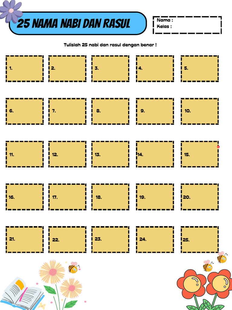 Lembar Kerja 25 Nabi dan Rasul | PDF