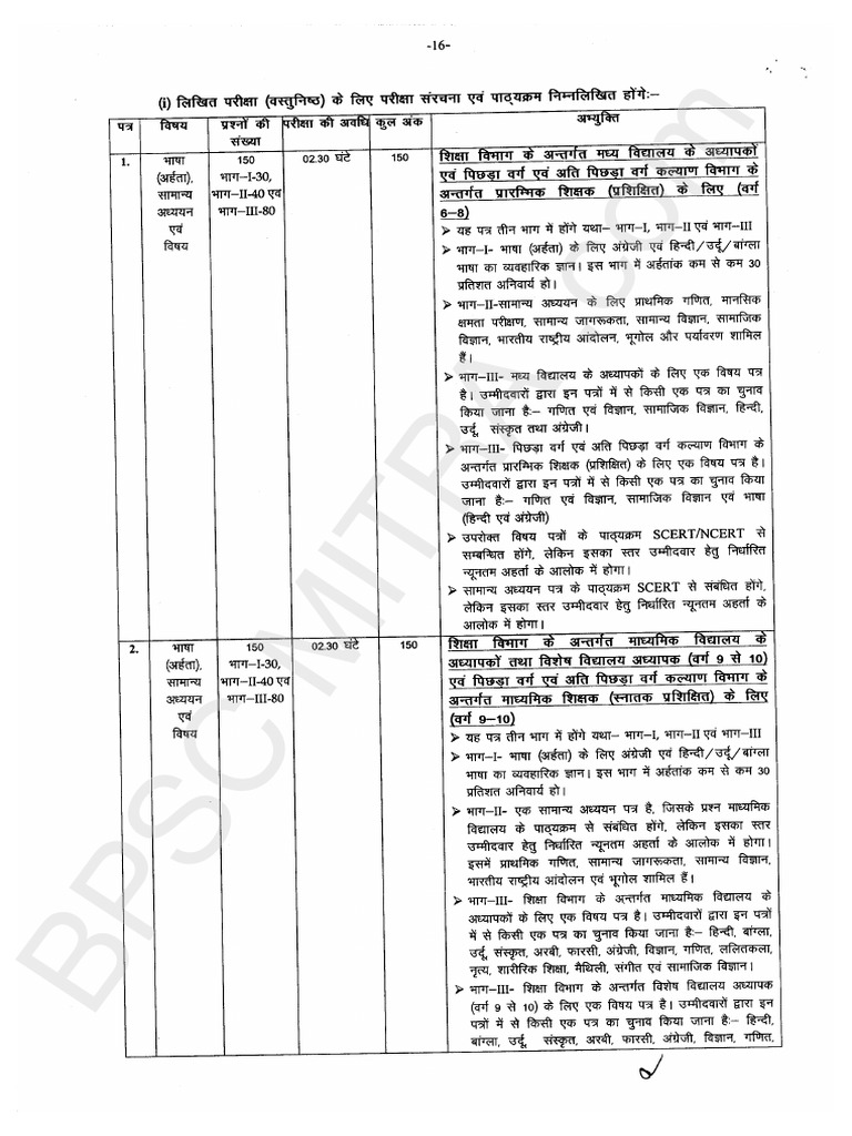 BPSC Teacher Syllabus 2023 PDF Guide | PDF