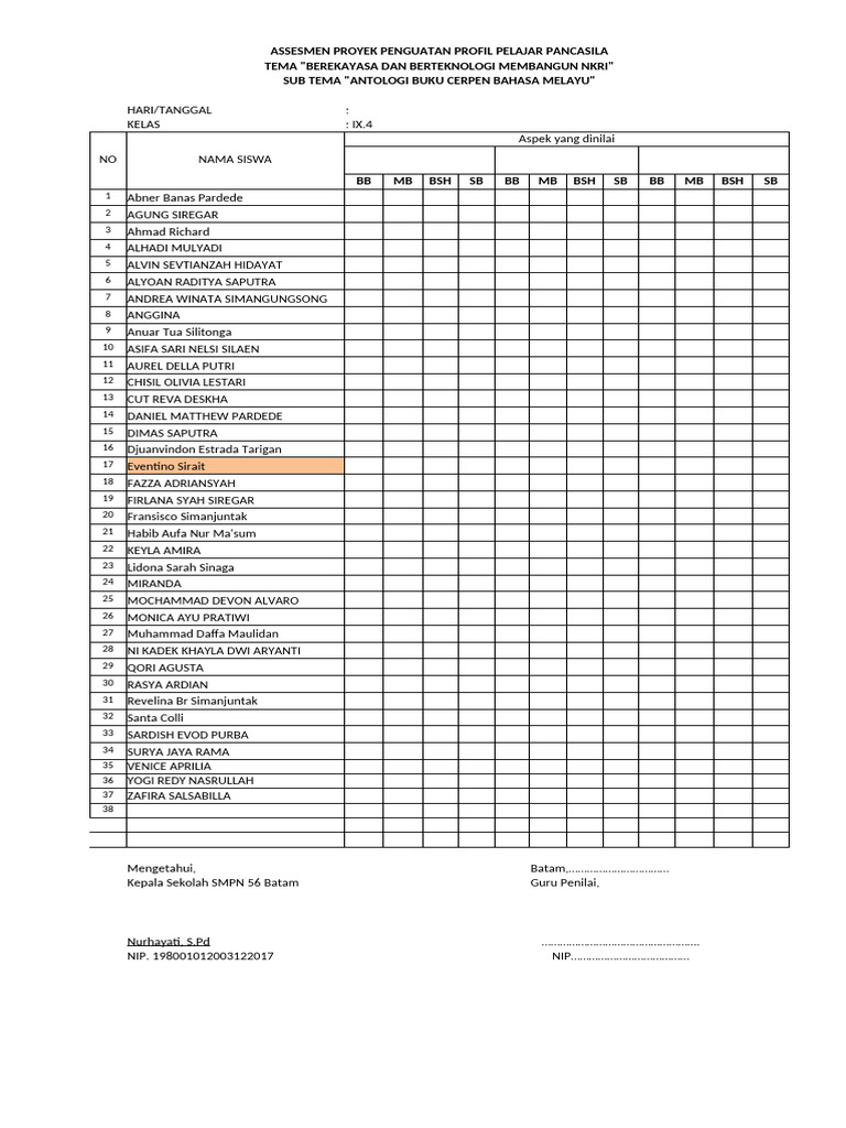 Format Absen Projek - Akuaponik | PDF