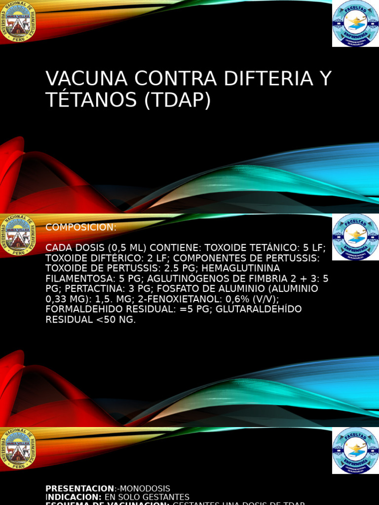 Vacuna Contra Difteria y Tétanos (Tdap) | PDF