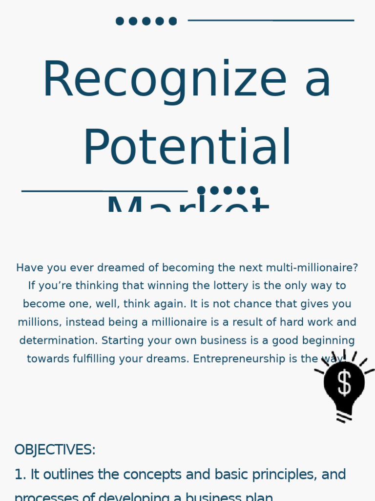 Recognize A Potential Market Copy 3 | PDF | Entrepreneurship | Economies